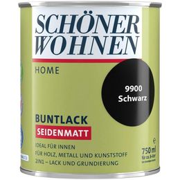 Schöner Wohnen Farbe SCHÖNER WOHNEN FARBE Lack Home Buntlack, 750 ml, schwarz, seidenmatt, für innen, 2in1-Lack, schwarz