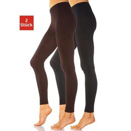 Rogo Strickleggings (Packung, 2-tlg) mit glatter Oberfläche, braun|schwarz