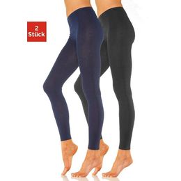 Rogo Strickleggings (Packung, 2-tlg) mit glatter Oberfläche, blau|schwarz