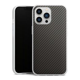 DeinDesign Handyhülle Metallic Look Muster Carbon Carbon, Apple iPhone 13 Pro Silikon Hülle Bumper Case Handy Schutzhülle, weiß