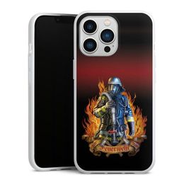 DeinDesign Handyhülle Feuerwehrmann Feuerwehr Beruf Firefighter, Apple iPhone 13 Pro Silikon Hülle Bumper Case Handy Schutzhülle, weiß