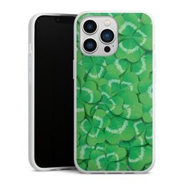 DeinDesign Handyhülle Glücksbringer Klee Glück Clovers, Apple iPhone 13 Pro Silikon Hülle Bumper Case Handy Schutzhülle, weiß