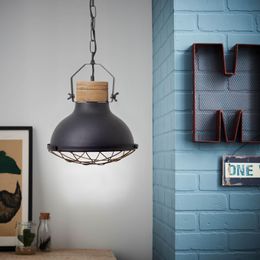 BRILLIANT LEUCHTEN Brilliant Emma Pendelleuchte Holz hell, Schwarz, 1-flammig