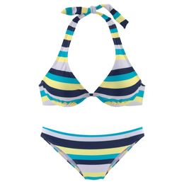 Venice Beach Bikini Damen Gr&ouml;&szlig;e S navy / hellblau / gelb / wei&szlig;