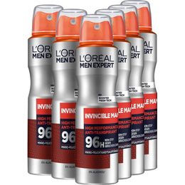 L'Oréal L'ORÉAL PARIS MEN EXPERT Deo-Spray Deo Spray Invincible Man 96h, Packung, 6-tlg., weiß