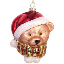 BRUBAKER Christbaumschmuck Handbemalte Weihnachtskugel Teddybär mit Mütze