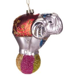 BRUBAKER Christbaumschmuck Kunstvolle Weihnachtskugel Zirkuselefant auf Ball