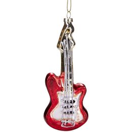 BRUBAKER Christbaumschmuck Handbemalte Weihnachtskugel Rotweiße E-Gitarre