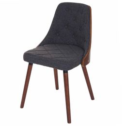 Esszimmerstuhl HWC-A75, Besucherstuhl Küchenstuhl, Walnuss-Optik Bugholz MVG-zertifiziert ~ Stoff/Textil grau