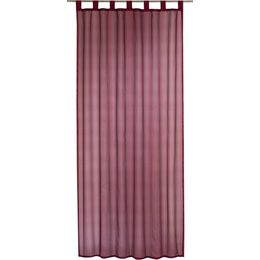 Gardine Streifenvoile, ELBERSDRUCKE, Schlaufen (1 St), transparent, Voile, Schlaufenschal mit Kräuselband transparent/leicht glänzend, 245x140 cm, rot