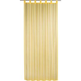 Gardine Streifenvoile, ELBERSDRUCKE, Schlaufen (1 St), transparent, Voile, Schlaufenschal mit Kräuselband transparent/leicht glänzend, 245x140 cm, gelb