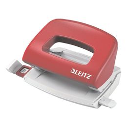 Leitz Lochstanzer 5058 NeXXt Mini, 2-fach bis 10 Blatt, für A4, A5, A6, 8x8x8 cm, US, Folio, rot