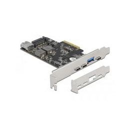 Delock PCI Express x4 Karte zu 3 x USB Type-C + 2 x USB Typ-A - SuperSpeed USB 10 Gbps - Low Profile Formfaktor, USB-Controller