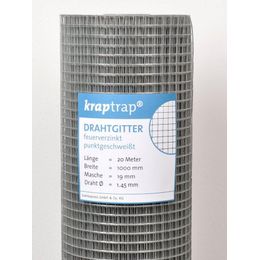 Kraptrap® Voliere Volierendraht Drahtgitter I Käfigdraht Schweißgitter I 19x19mm 1 m hoch I 1