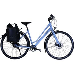HAWK Bikes Trekkingrad HAWK Trekking Lady Super Deluxe Plus Sky Blue, 8 Gang Shimano Nexus Schaltwerk, blau