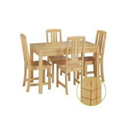 ERST-HOLZ Essgruppe Vollholz-Essgruppe mit Tisch und 4 Stühle Kiefer Massivholz natur