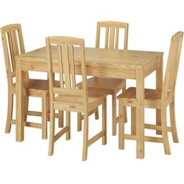 ERST-HOLZ Essgruppe Schöne Essgruppe mit Tisch und 4 Stühle Kiefer Massivholz natur
