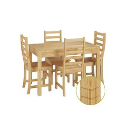 ERST-HOLZ Essgruppe Schöne Essgruppe mit Tisch und 4 Stühle Kiefer Massivholz natur
