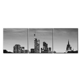 Bilderdepot24 Leinwandbild Frankfurt Skyline schwarz weiß