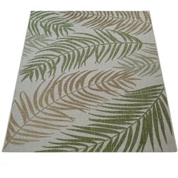 Teppich Kuba 123, Paco Home, rechteckig, Höhe: 4 mm, Flachgewebe, Motiv Blätter, In- und Outdoor geeignet, Wohnzimmer, grün