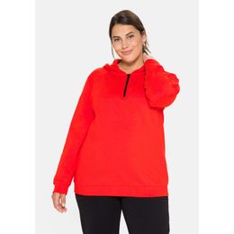 sheego Große Größen: Sweatshirt mit Kapuze und Reißverschluss, feuerrot, Gr.48/50