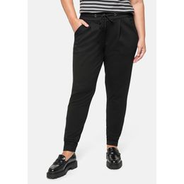 sheego Große Größen: Joggpants mit Schlupfbund, aus Interlock-Qualität, schwarz, Gr.54