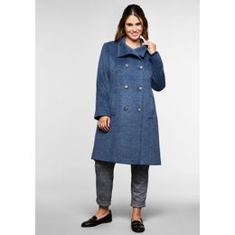sheego Große Größen: Mantel in Woll-Optik, melierte Qualität, stahlblau, Gr.50