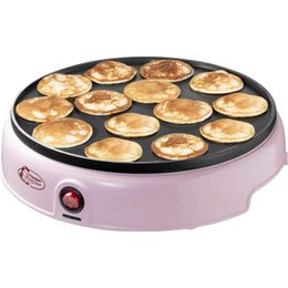 Bestron Poffertjes-Maker APFM700SDP, 800 W, Retro Design, Mini Pfannkuchen Automat, mit Antihaftbeschichtung, rosa