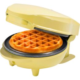 Bestron Waffeleisen AMW500V Mini, 550 W, für klassische Waffeln, kleiner Waffelmaker mit Antihaftbeschichtung, gelb