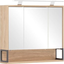 Schildmeyer Spiegelschrank Limone Breite 70 cm, 3-türig, LED-Beleuchtung, Schalter-/Steckdosenbox, beige