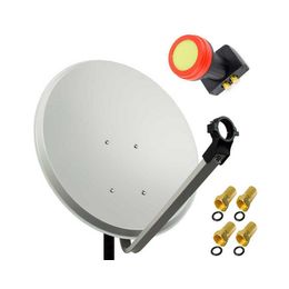 PremiumX 60cm Satellitenschüssel Stahl Hellgrau PX-SUN Twin LNB 4x F-Stecker SAT-Antenne