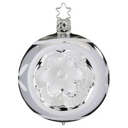 Inge Glas INGE-GLAS® Weihnachtsbaumkugel Reflexkugel Blume silber (1 St)