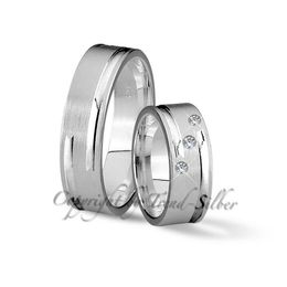 Trauringe123 Trauring Hochzeitsringe Verlobungsringe Trauringe Eheringe Partnerringe aus 925er Silber mit zwei Steinen