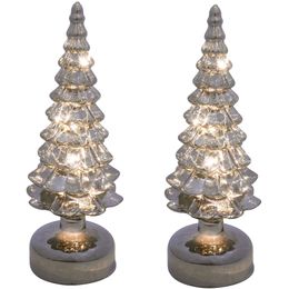 Creativ light Dekobaum Weihnachtsdeko (Set, 2 St), 2er Set, Tannenbaum aus Glas, grau, Ø 8 cm x 22 cm