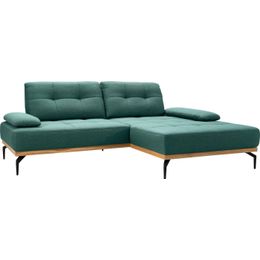 exxpo - sofa fashion Ecksofa, Inklusive Sitztiefenverstellung, Armlehnenverstellung, Metallfüße, grün