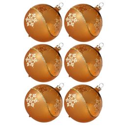 Thüringer Glasdesign Weihnachtsbaumkugel Weihnachtskugel-Set Kristallwelle gold (6 St)