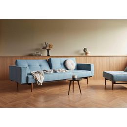 INNOVATION LIVING ™ Sofa Splitback, mit Armlehne und dunklen Styletto Beinen, in skandinavischen Design, blau