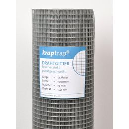 Kraptrap® Voliere Volierendraht Drahtgitter I Käfigdraht Schweißgitter I 19x19mm 1 m hoch I 1