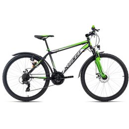 KS-Cycling ATB KS CYCLING "Xtinct" Fahrräder Gr. 50 cm, 26 Zoll (66,04 cm), schwarz (schwarz, grün) ATB Fahrräder