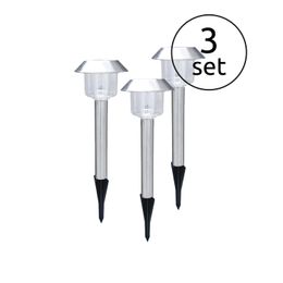 Globo FINO 3er Solarleuchtenset LED Edelstahl, 1-flammig