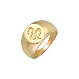 Elli Premium Ring Schlange, Siegelring Damen Gr&ouml;&szlig;e 52 gold