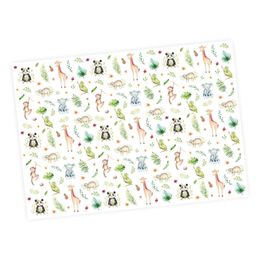 nikima Packpapier Dschungel Tiere bunt Geschenkpapier, 5 Bögen