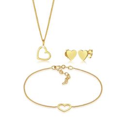 Elli Schmuckset Herz Liebe Cut Out Trend Valentinstag 925 Silber