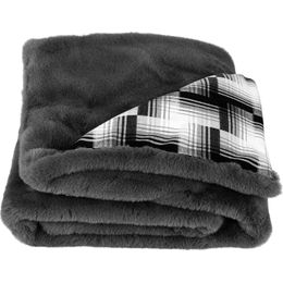 Wohndecke Amala, Star Home Textil, mit weichem Karomuster, Kuscheldecke, grau