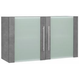 Wiho-Küchen Glashängeschrank WIHO KÜCHEN "Flexi2" Schränke Gr. B/H/T: 100 cm x 56,5 cm x 35 cm, grau (front und korpus: betonfarben) Hängeschränke Breite 100 cm