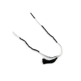PEARLS FOR GIRLS Halsband PEARLS FOR GIRLS Damen Halskette lange Kette mit Glaskristallen Halsschmuck Schwarz/Silber