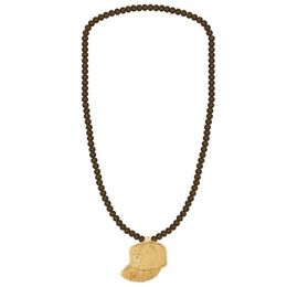 WOOD FELLAS Halsband WOOD FELLAS Holz-Kette trendiger Mode-Schmuck Cap Hals-Schmuck Braun/Beige