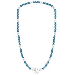 WOOD FELLAS Halsband WOOD FELLAS Holz-Kette angesagter Hals-Schmuck mit Holz-Anhänger Mode-Schmuck Hang Loose Blau/Weiß