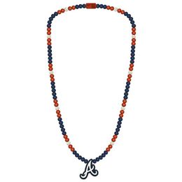 WOOD FELLAS Halsband WOOD FELLAS Kette Holz-Kette coole Perlen-Kette mit Atlanta Braves Anhänger Mode-Schmuck Bunt
