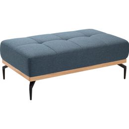 Hocker exxpo - SOFA FASHION Gr. B/H/T: 128 cm x 48 cm x 78 cm, Webvelours, mit Dekoholzleiste, blau (denim) Polsterhocker Sitzhocker